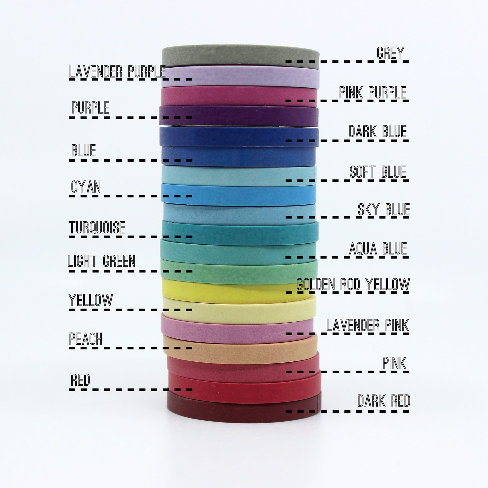 Solid Thin Rainbow Washi Tape Full Set, Card Scrapbooking Tape, Gift ...