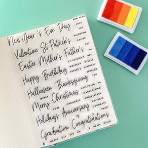 Cursive Holidays Stamp, Script Bujo Phrases Journal Stamps, Planner ...