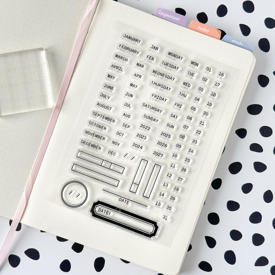 Month, Days & Dates Tracker Stamps, Weekday Journal Stamps, Planner ...