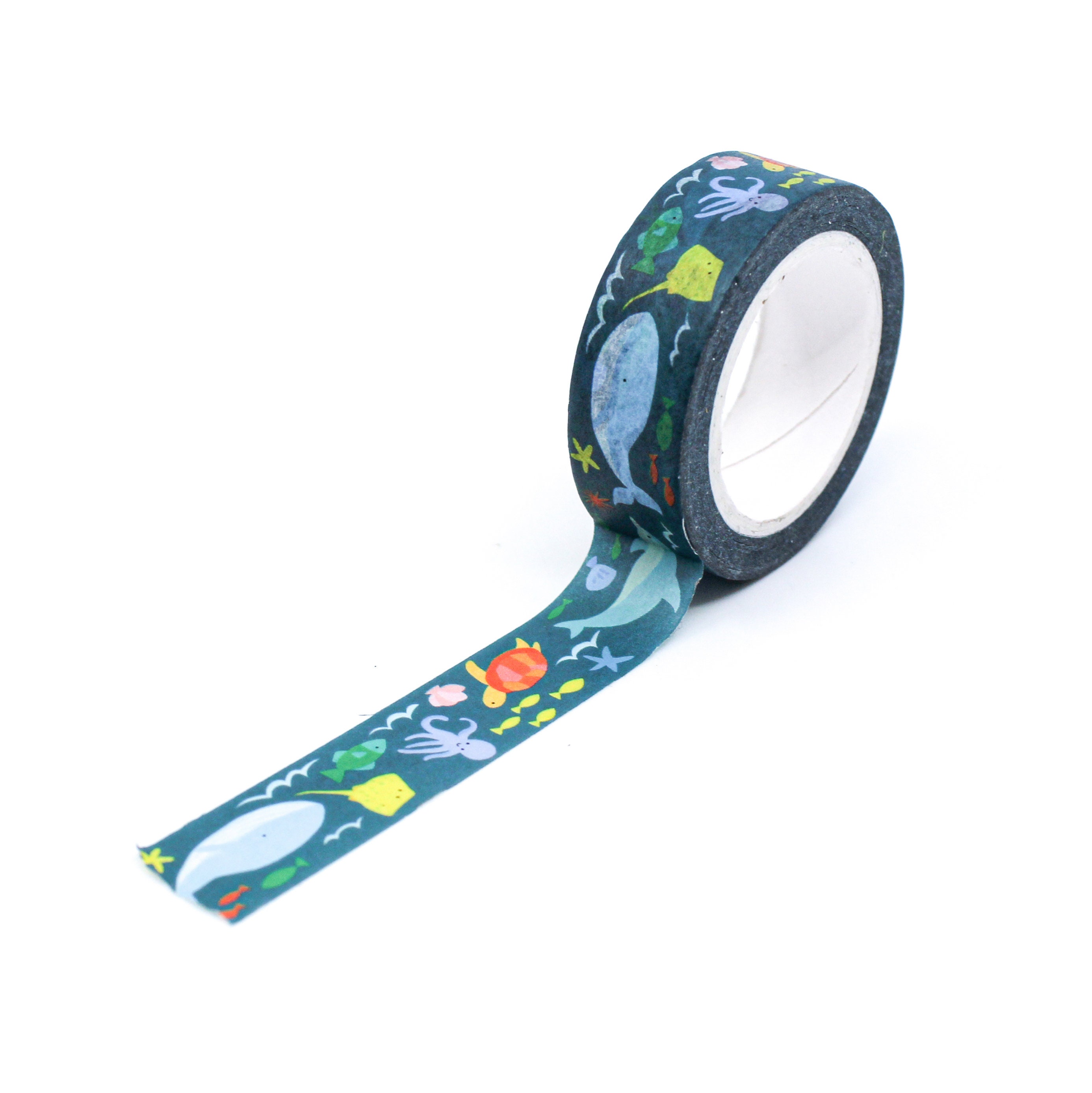 Cute Sea Creatures and Under Water Ocean Life Pattern Washi Tape, Whale ...
