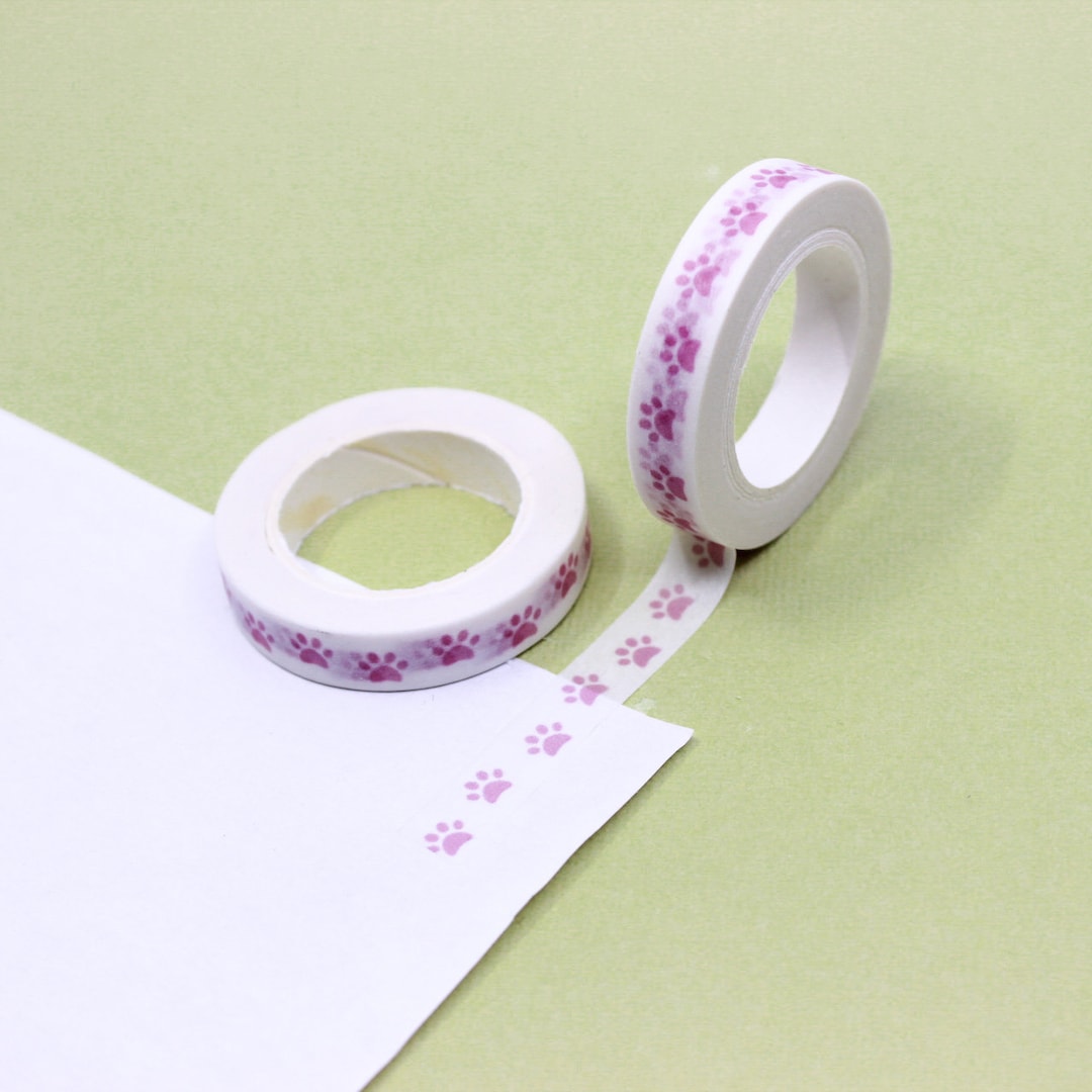 Cute Pink Paw Prints Washi Tape, Dog Paw Print Tape, Cat Paw Washi Tape ...