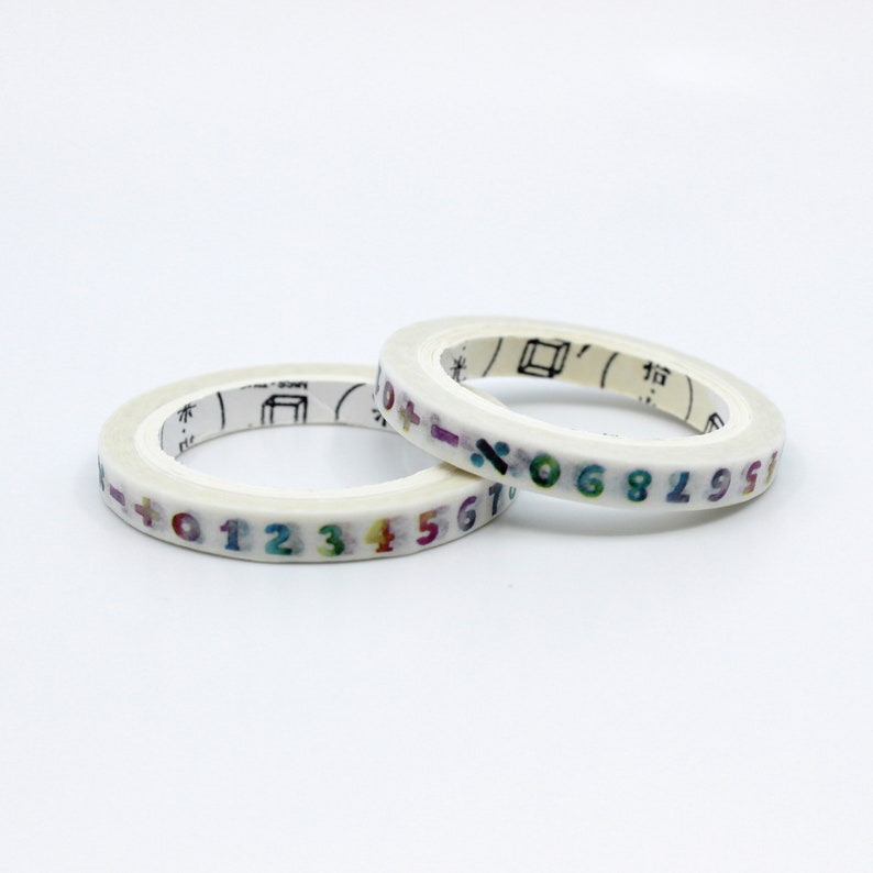 Colorful Numbers Pattern With Math Symbols Thin Washi Tape - Etsy