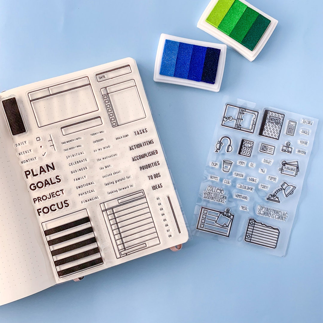 College Planner Stamps, Plans Goals Journal Stamps, Study Notes Planner ...