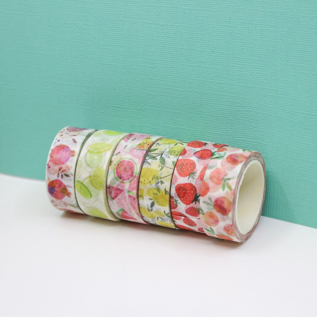 Fruit Washi Tape, Tropical Hawaiian Fruit Planner Tape, Lemon, Peach ...