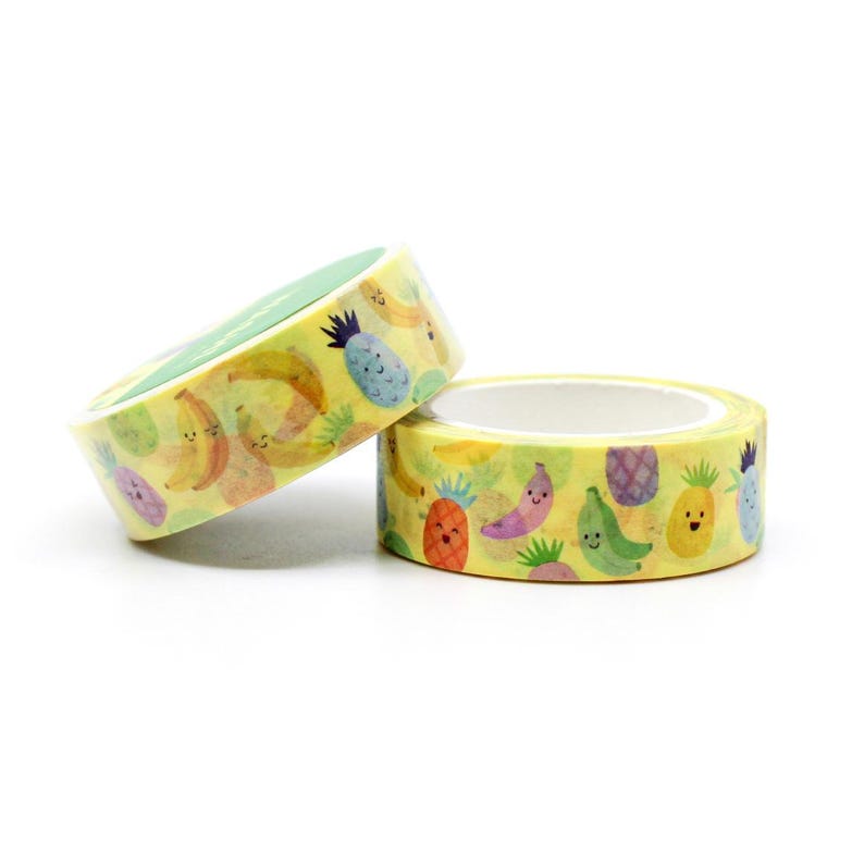 Tropical Fruits Washi Tape, Cute Banana Pineapple Grocery List Washi ...