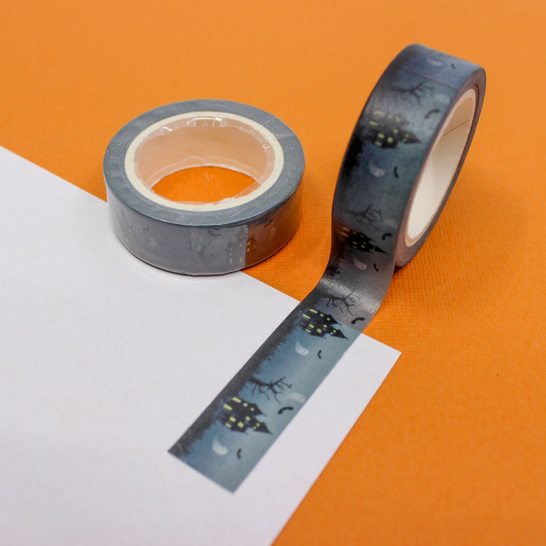 Spooky Haunted Houses Pattern Washi Tape, Creepy Ghost Haunted House ...
