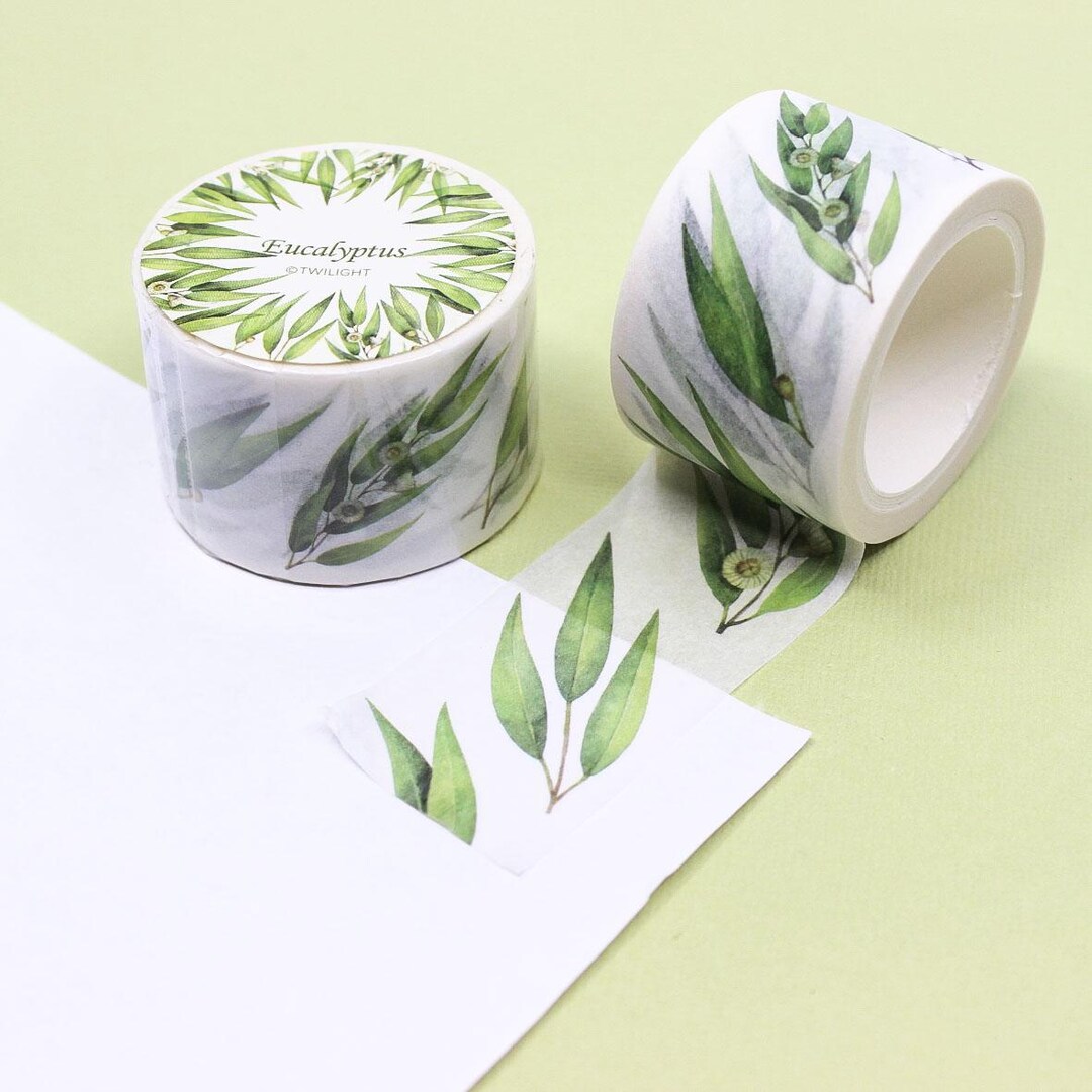 Olive Leaf Branch and Seeds Washi Tape, Green Leaves Pattern Border ...