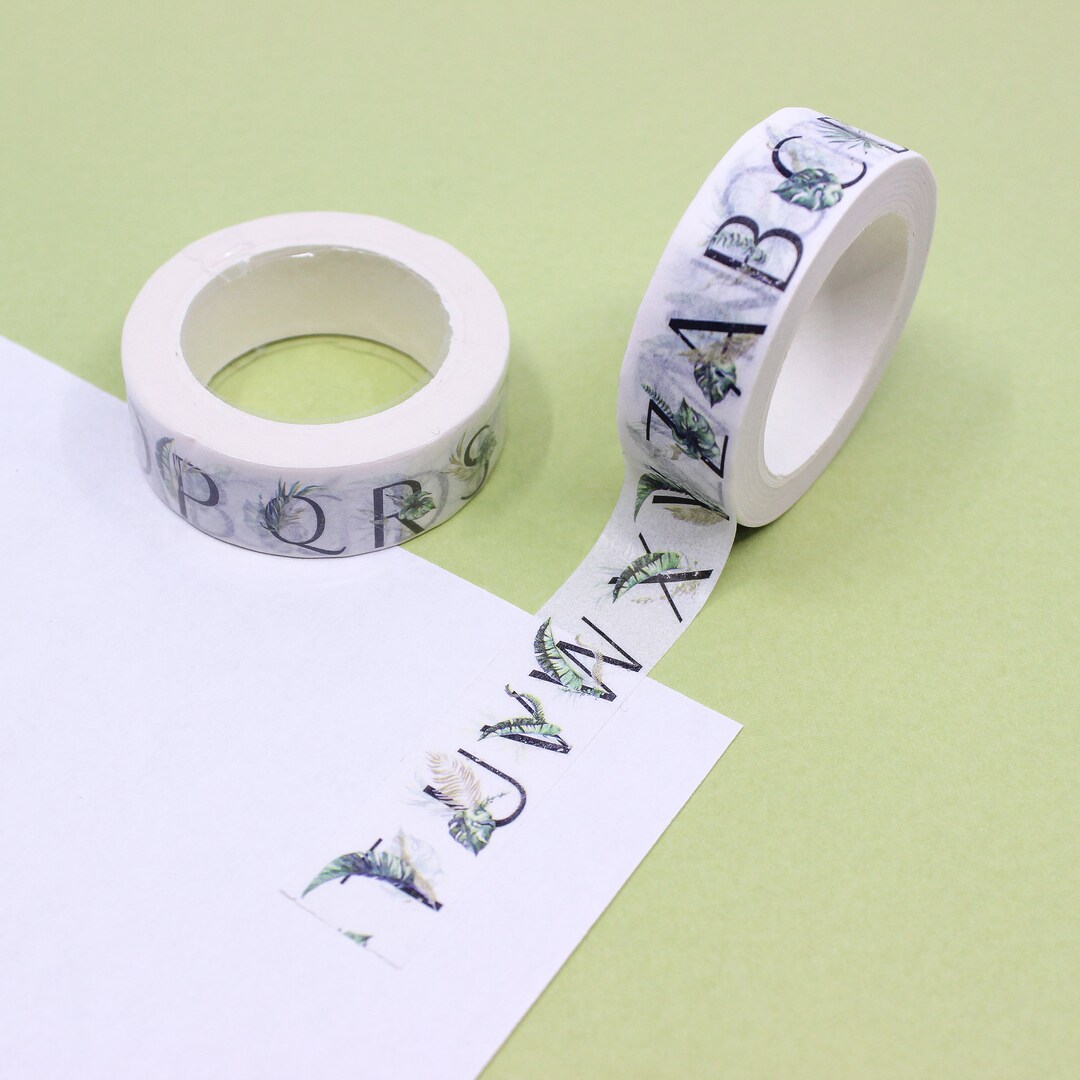 Black & Green Botanical Letter Pattern Washi Tape, Floral Letters ...