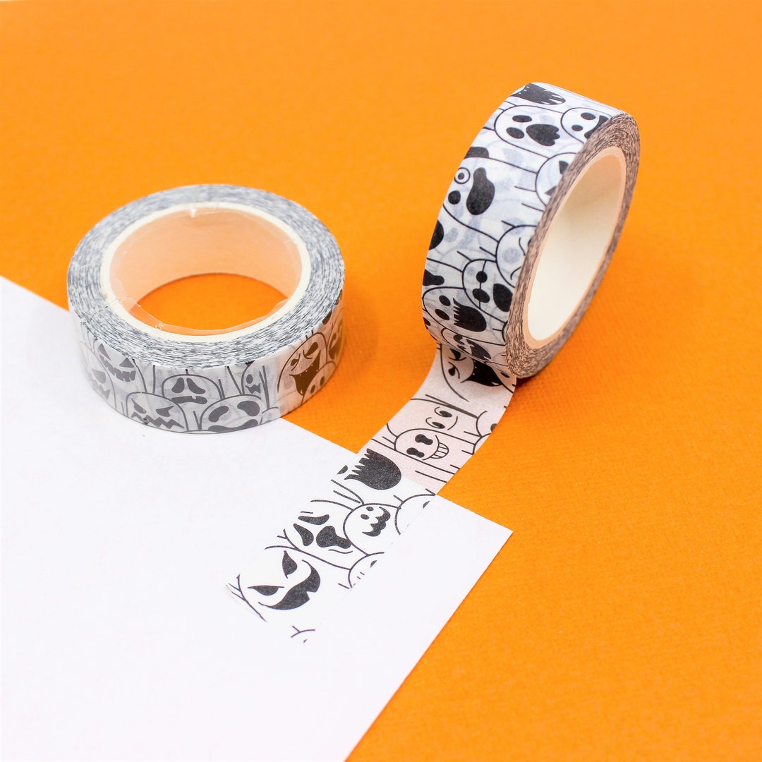 Halloween Black and White Ghosts Pattern Washi Tape, Spooky Ghost Paper ...