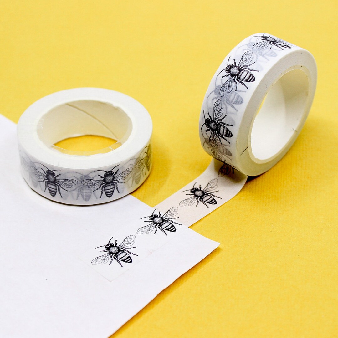 Spring Bee Washi Tape, Black and White Bumble Bees Washi Paper Tapes ...