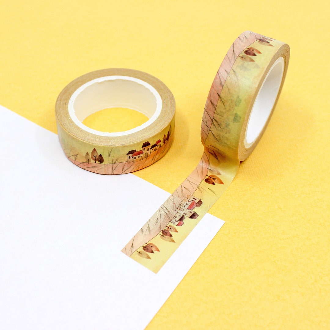 Nordic Yellow Houses Pattern Washi Tape, Fall Village House Tape ...