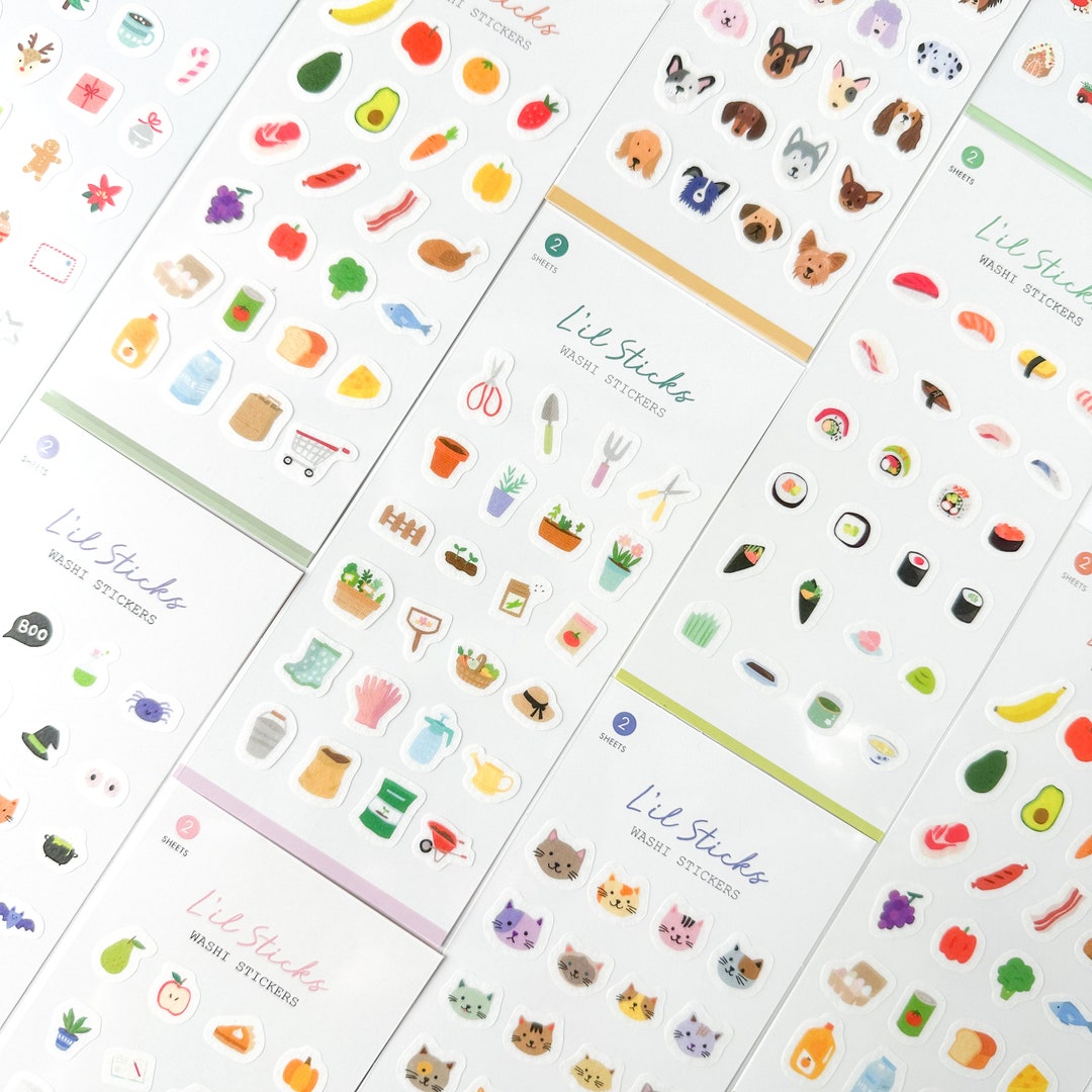 Lil Sticks Washi Tape Stickers, Sushi Stickers, Gardening Sticker, Cat ...