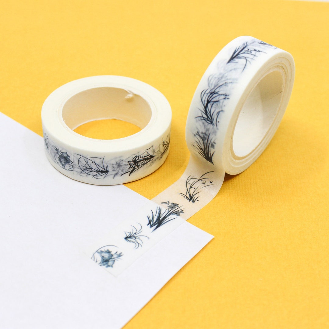 Willow Botanical Pattern Washi Tape, Black Willow Shrub Paper Tape ...