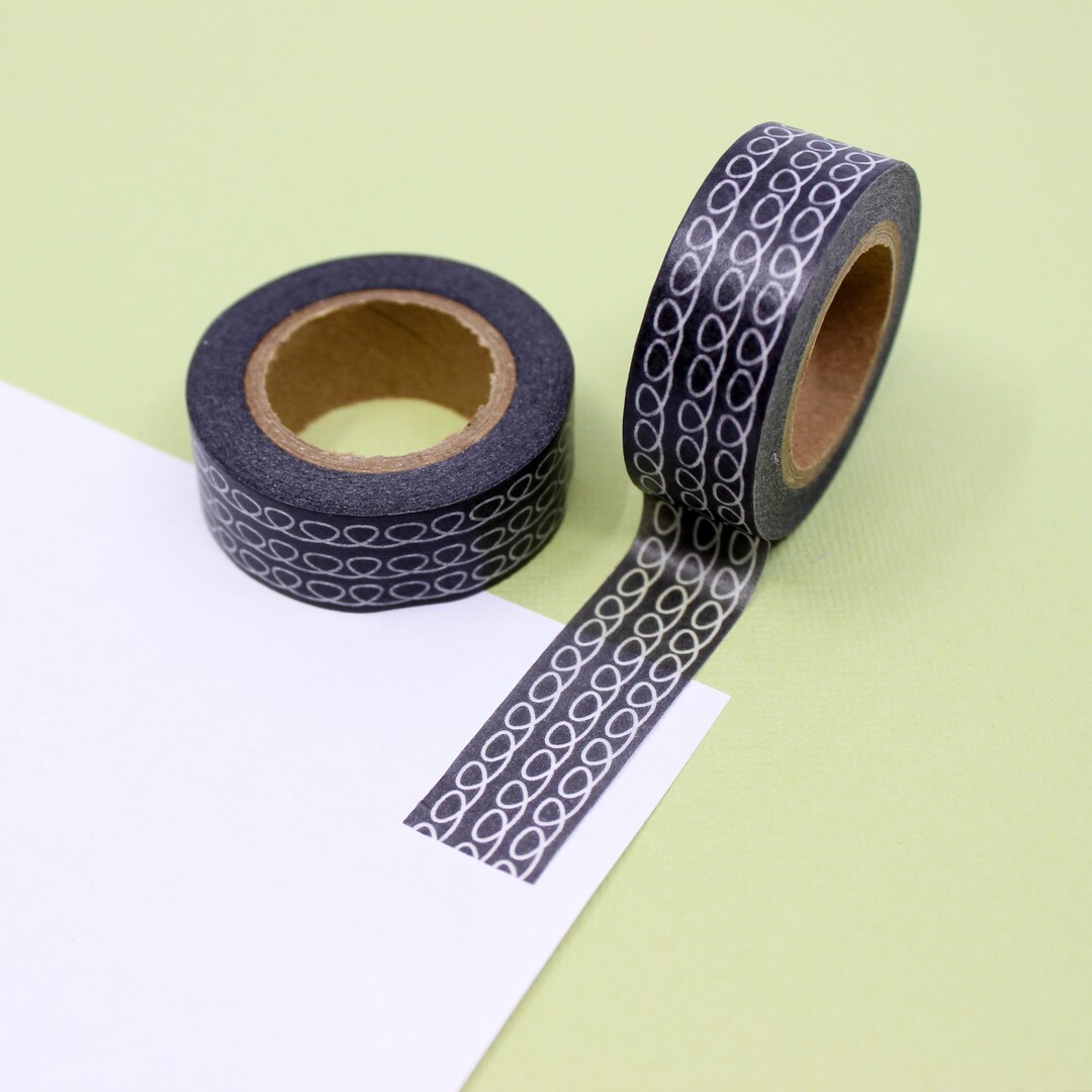 Black Squiggly Swirl Line Pattern Washi Tape, Swirl Washi Tape, Black ...