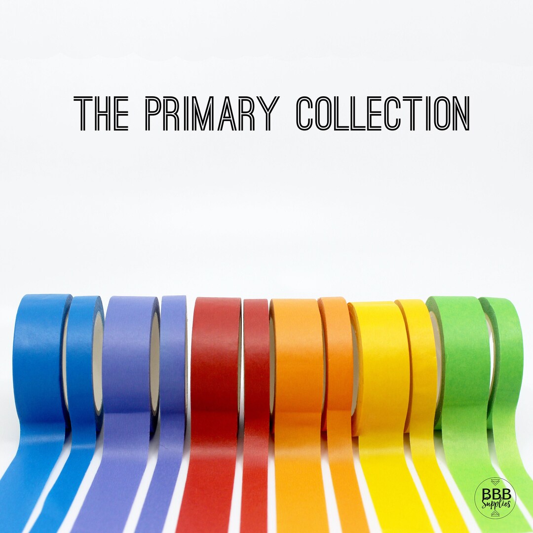 Primary Crayon Colors Thick 15mm + Thin 8mm Washi Tape, Apple Red Washi ...