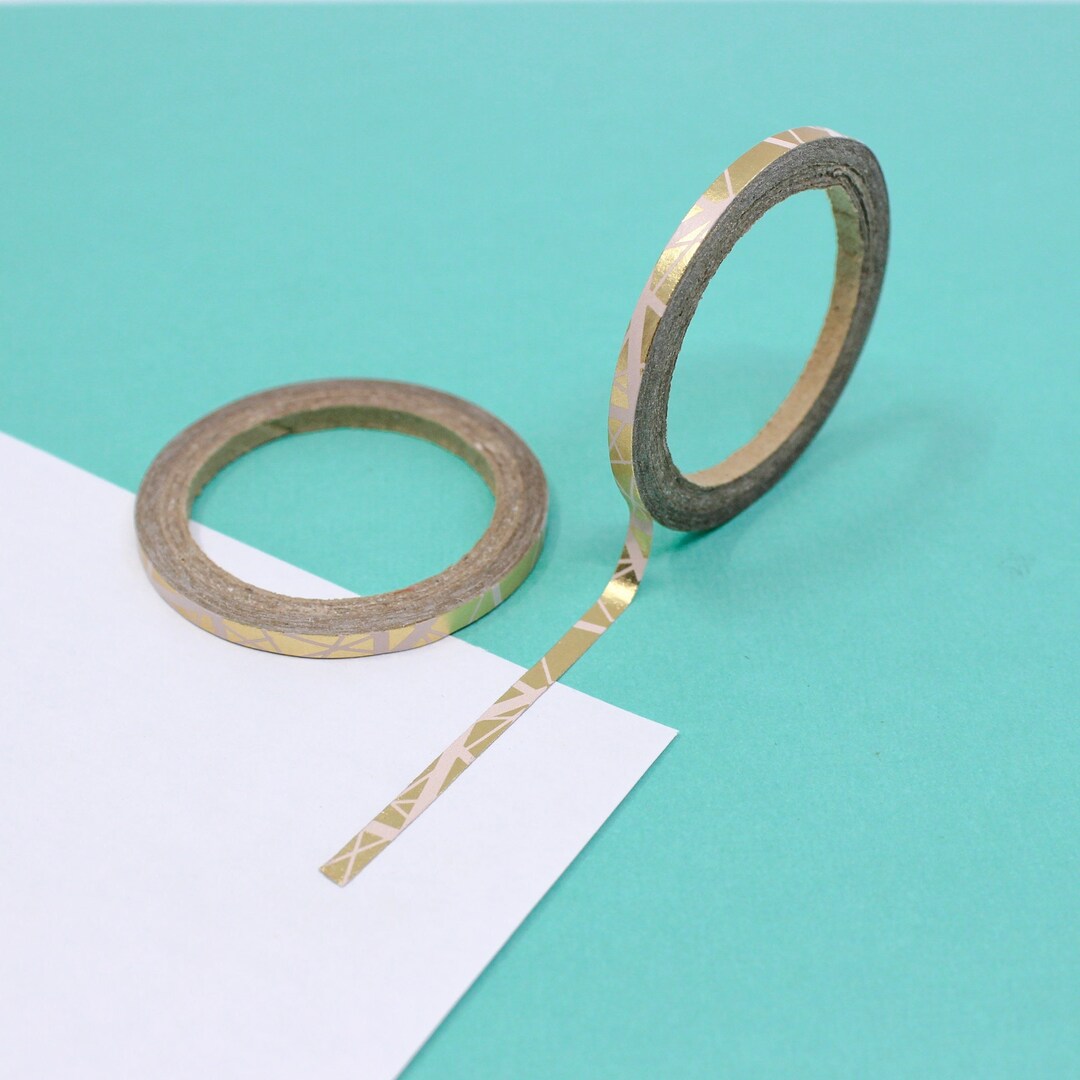 Thin Gold Foil Random Lines Border Washi Tape, Slim Gold Foil Lines ...