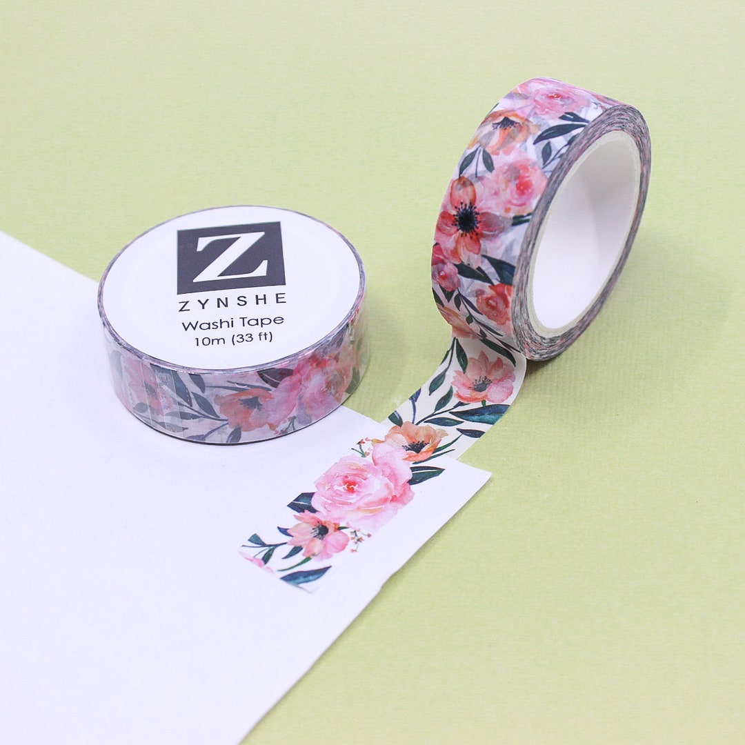 Pink Floral Washi Tape, Modern Floral Washi Tape, Boho Floral Tapes ...