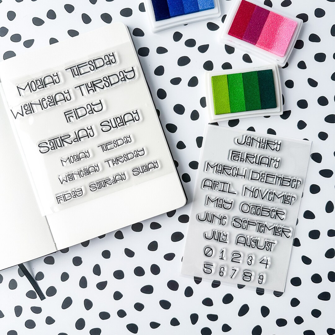 Modern Large Font Monthly Stamps, Words Days Journal Stamps, Planner ...
