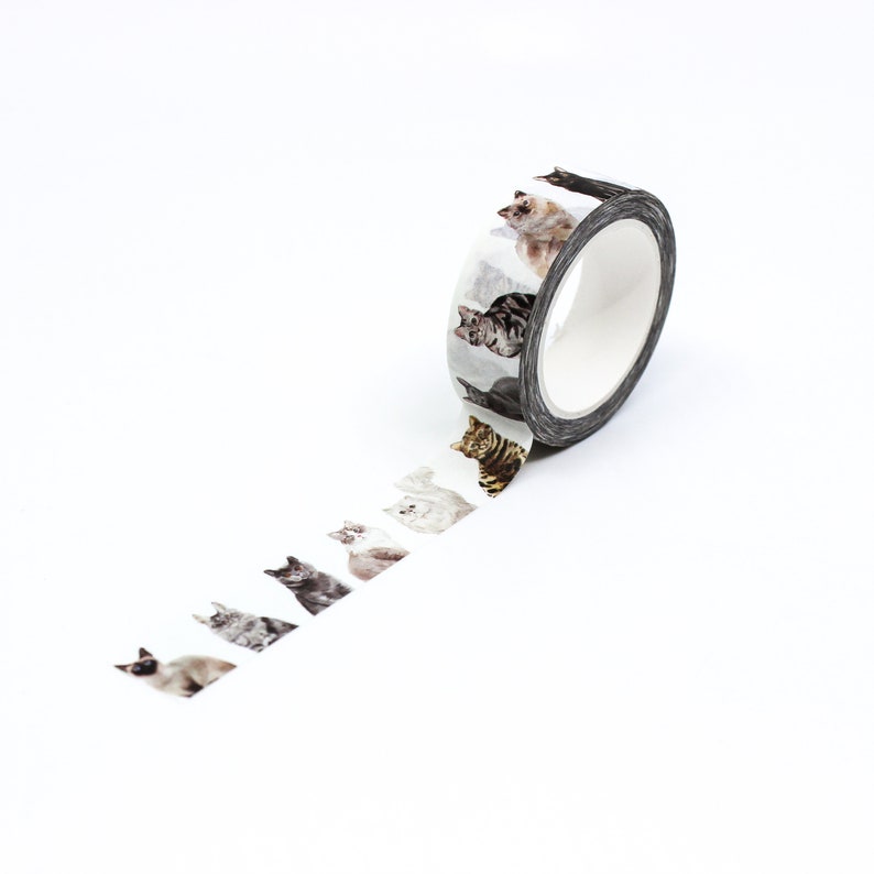 Realistic Cat Pattern Washi Tape, Adorable Kitten Washi Tape, Cute Cats ...