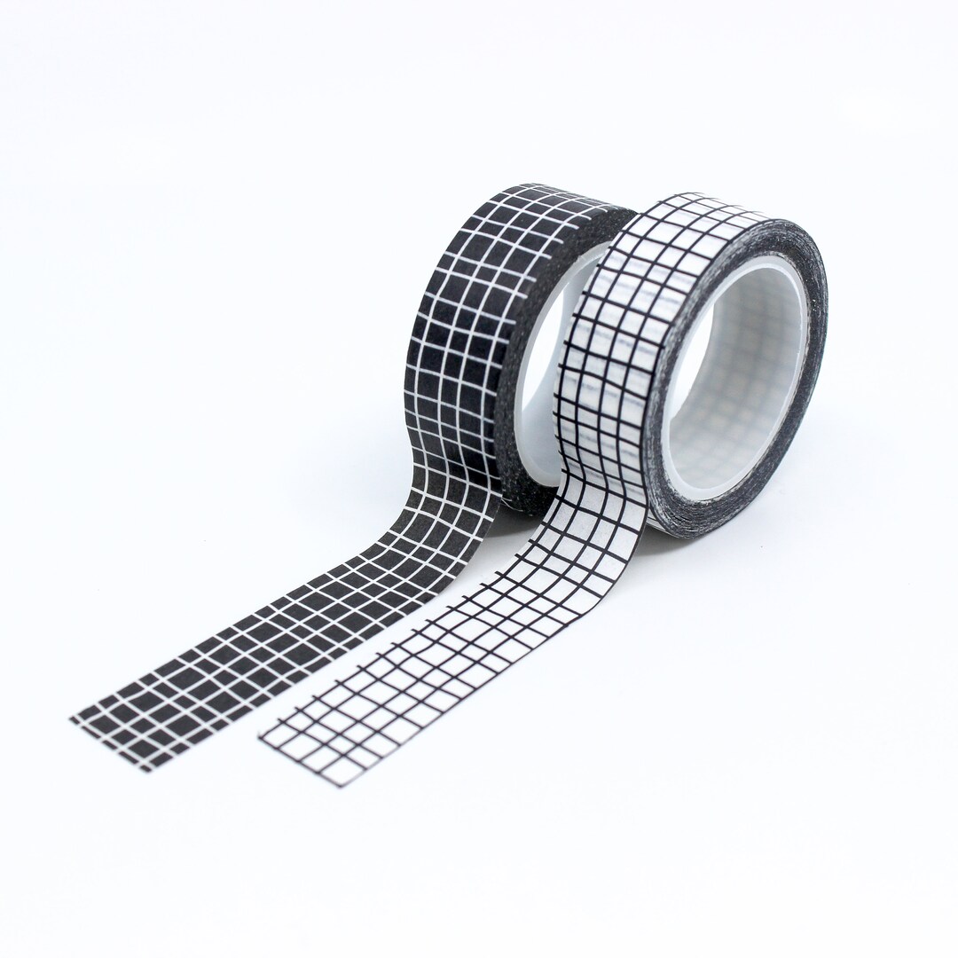Black & White Modern Grid Pattern Washi Tape, Decorative BUJO Layering ...
