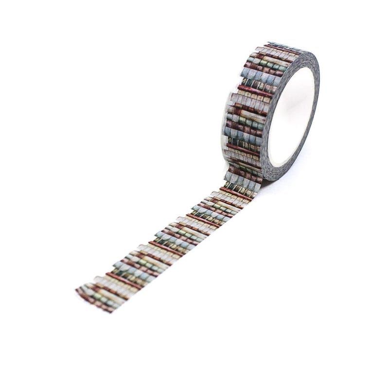 Dreamy Book Stack Pattern Washi Tape, Library Books Paper Tape, Moody ...