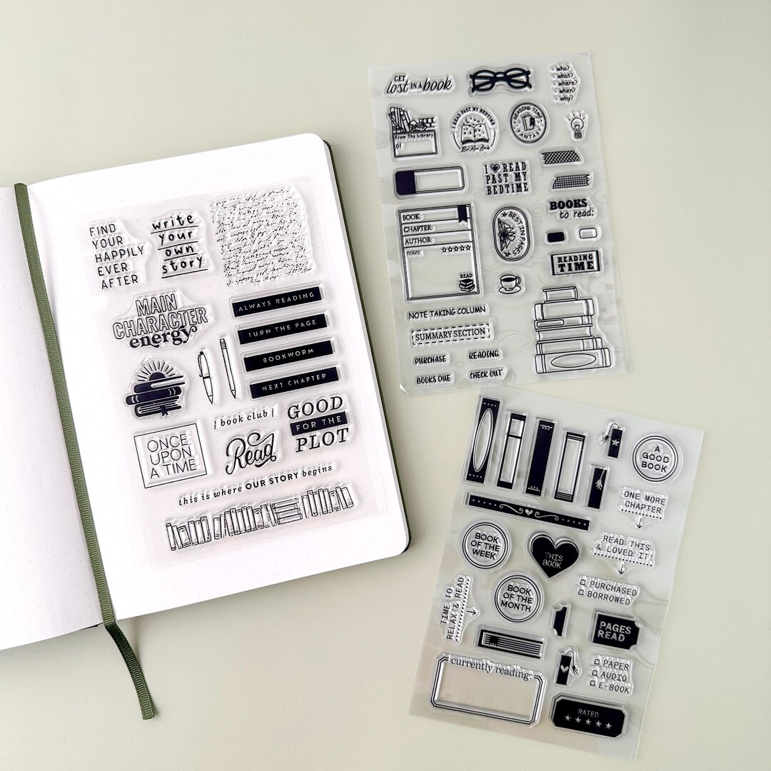 NEW Reading Stamps, Reading Tracker BUJO Stamp, Planner Bookworm Set ...