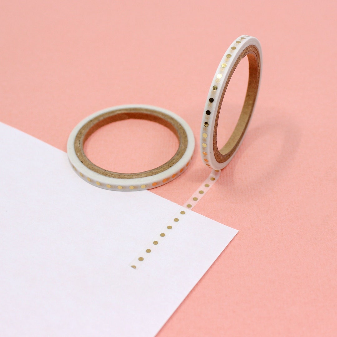 Slim Gold Foil Dots Washi Tape, Narrow Gold Foil Polka Dot Paper Tape ...