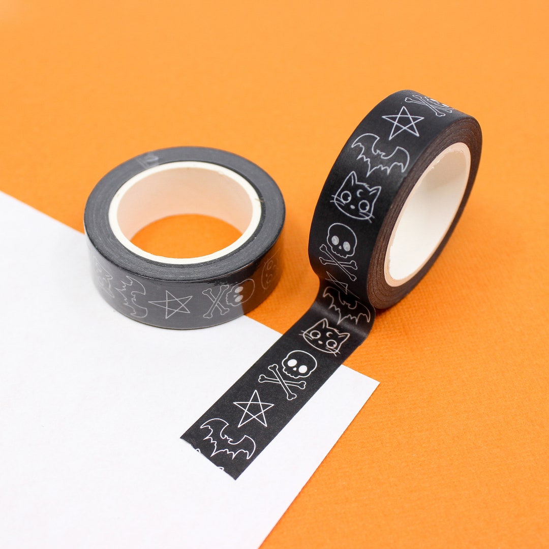 Black Skull Pattern Washi Tape, Halloween Bat Washi Tape, Punk ...