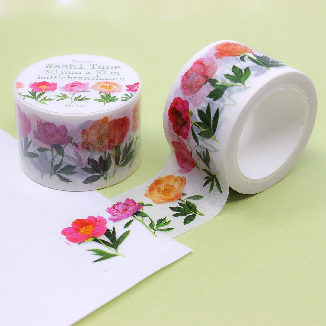 Colorful Garden Floral Pattern Washi Tape, Peony Craft Tape, Spring ...
