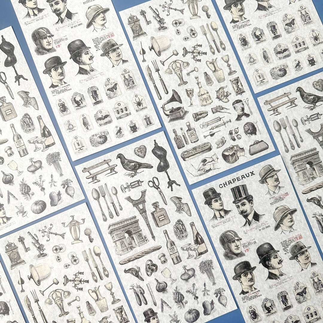 Retro Antique Sticker Sheet, Vintage Advertisements Style Stickers ...