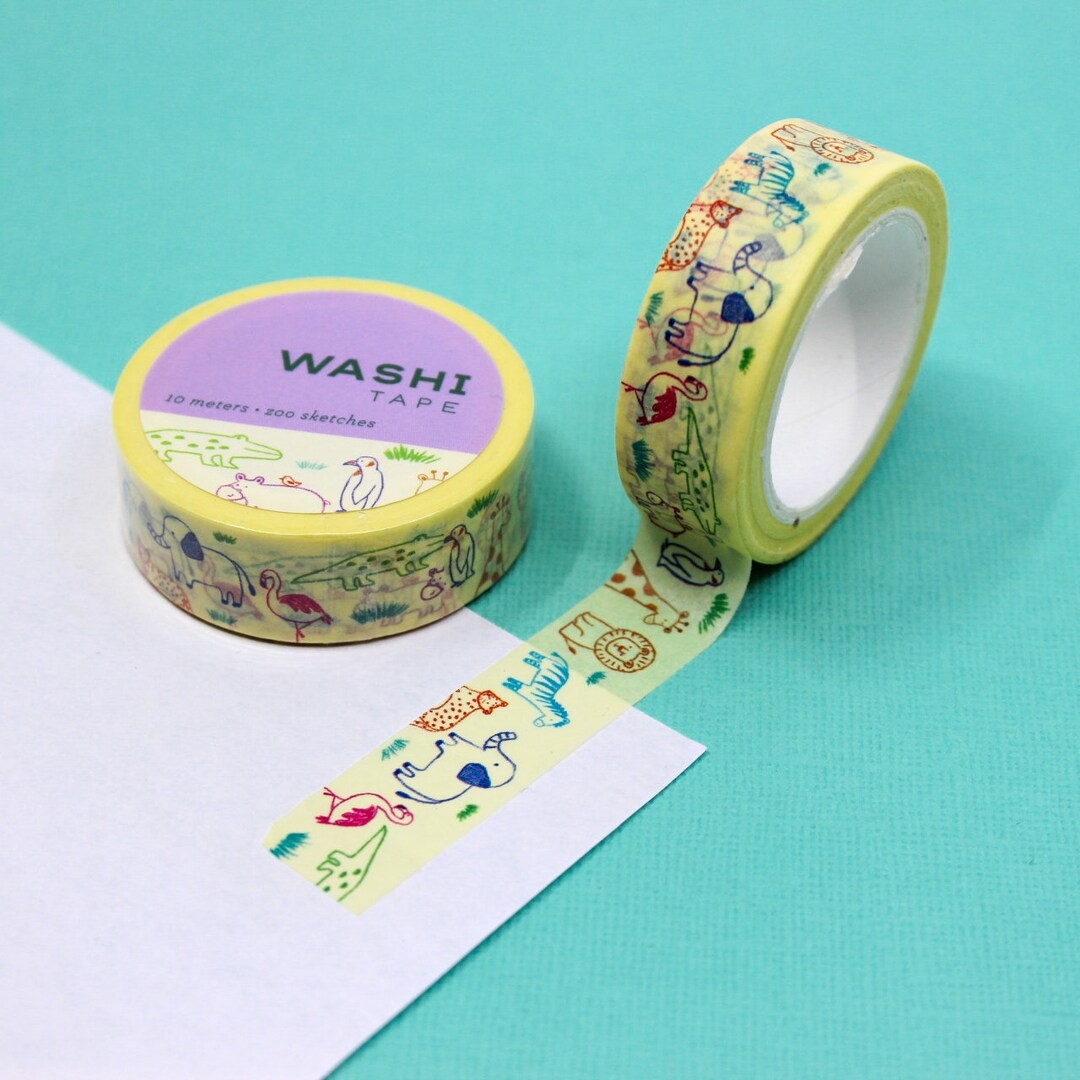 Zoo Animals Washi Tape, Animal Lover Washi, Animal Sketches Journaling ...