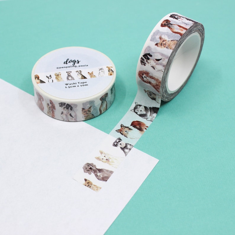 Dog Breeds Washi Tape, Realistic Dog Washi Tape, Animal Lover Washi ...