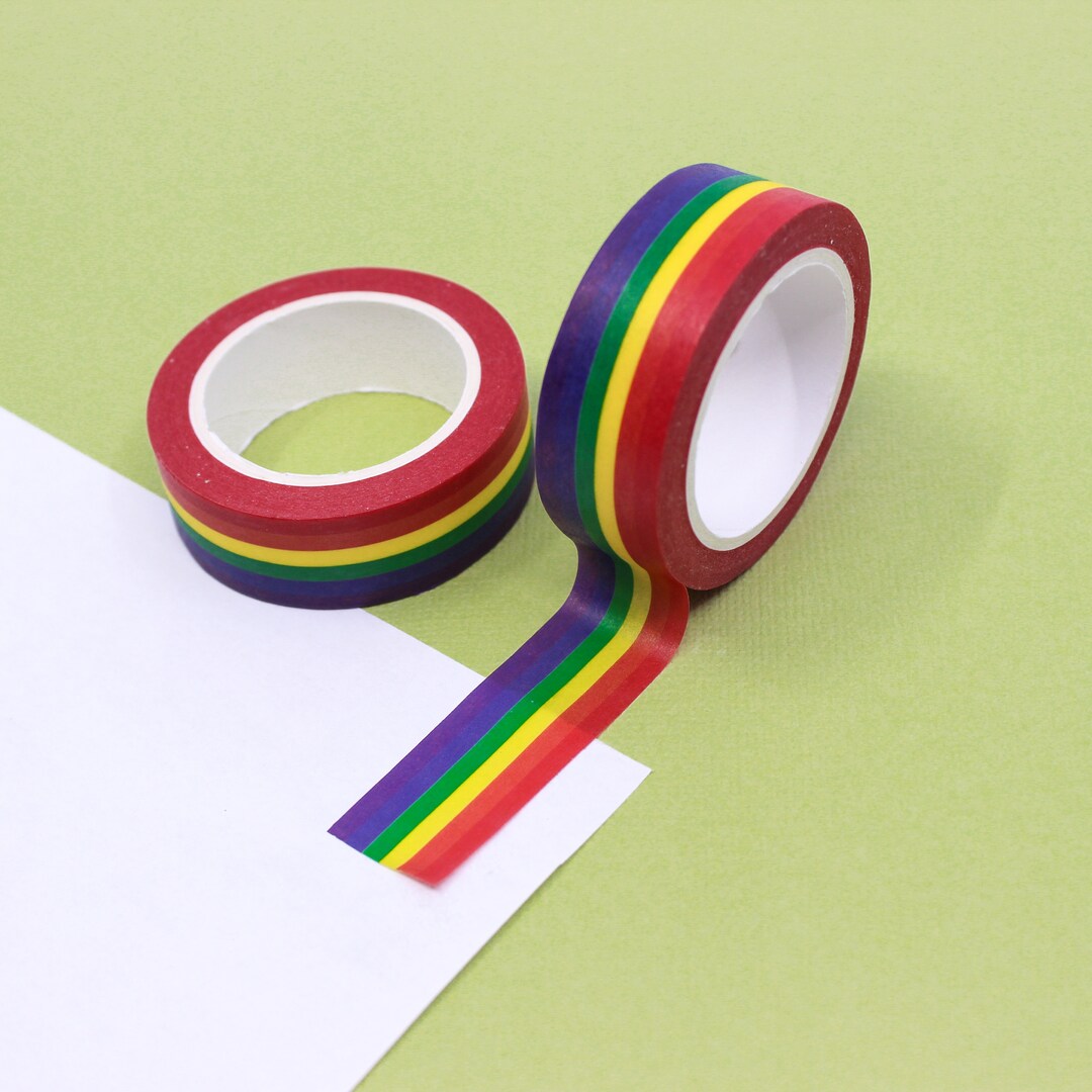 Primary Colors Rainbow Stripe Paper Tape, Pride Flag Rainbow Washitape ...