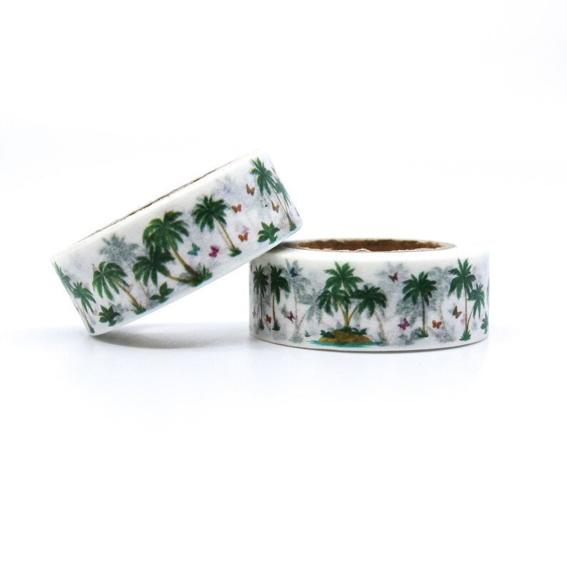 Fun Palm Tree Pattern Beach Vacation Washi Tape, Summer Ocean Washi ...