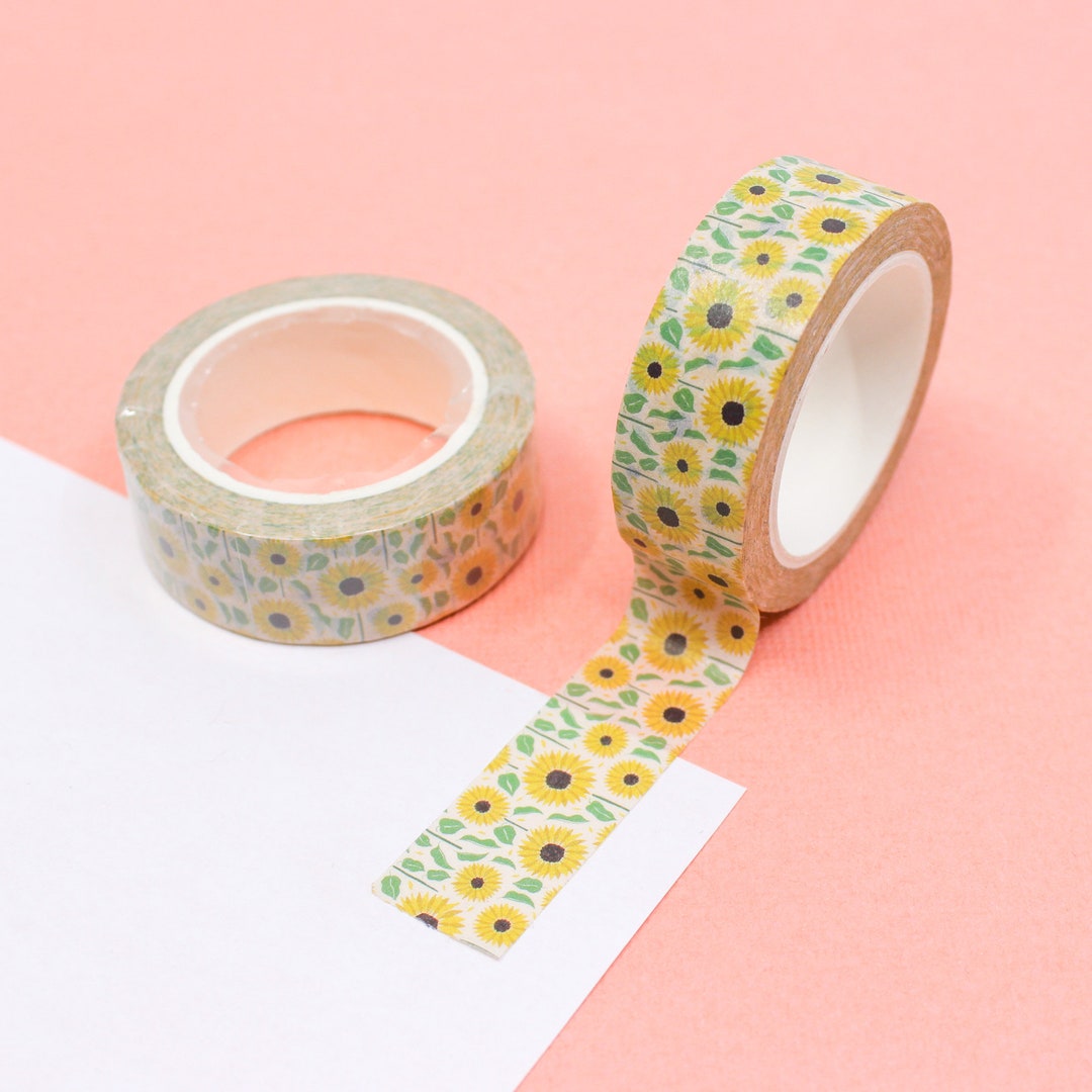 Yellow Sunflowers Washi Tape, Summer Yellow Floral Paper Tape ...