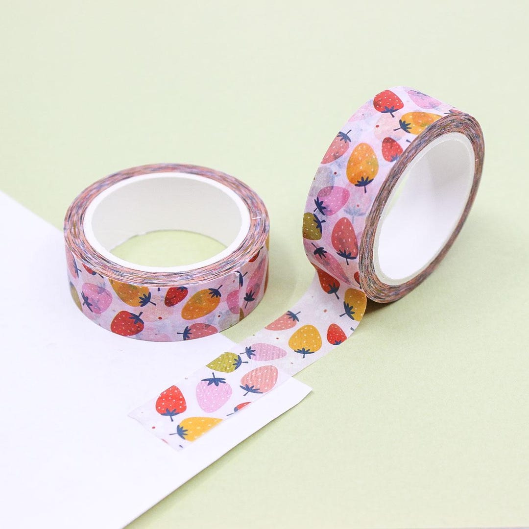 Colorful Strawberries Washi Tape, Cute Strawberry Grocery List Washi ...
