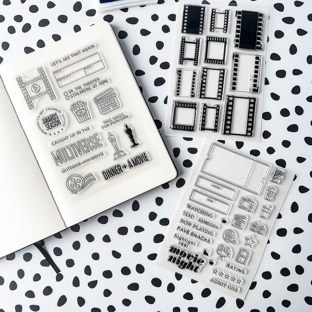 Movie Night Stamps, Crafting Journal Stamps, Planner Calendar Film ...