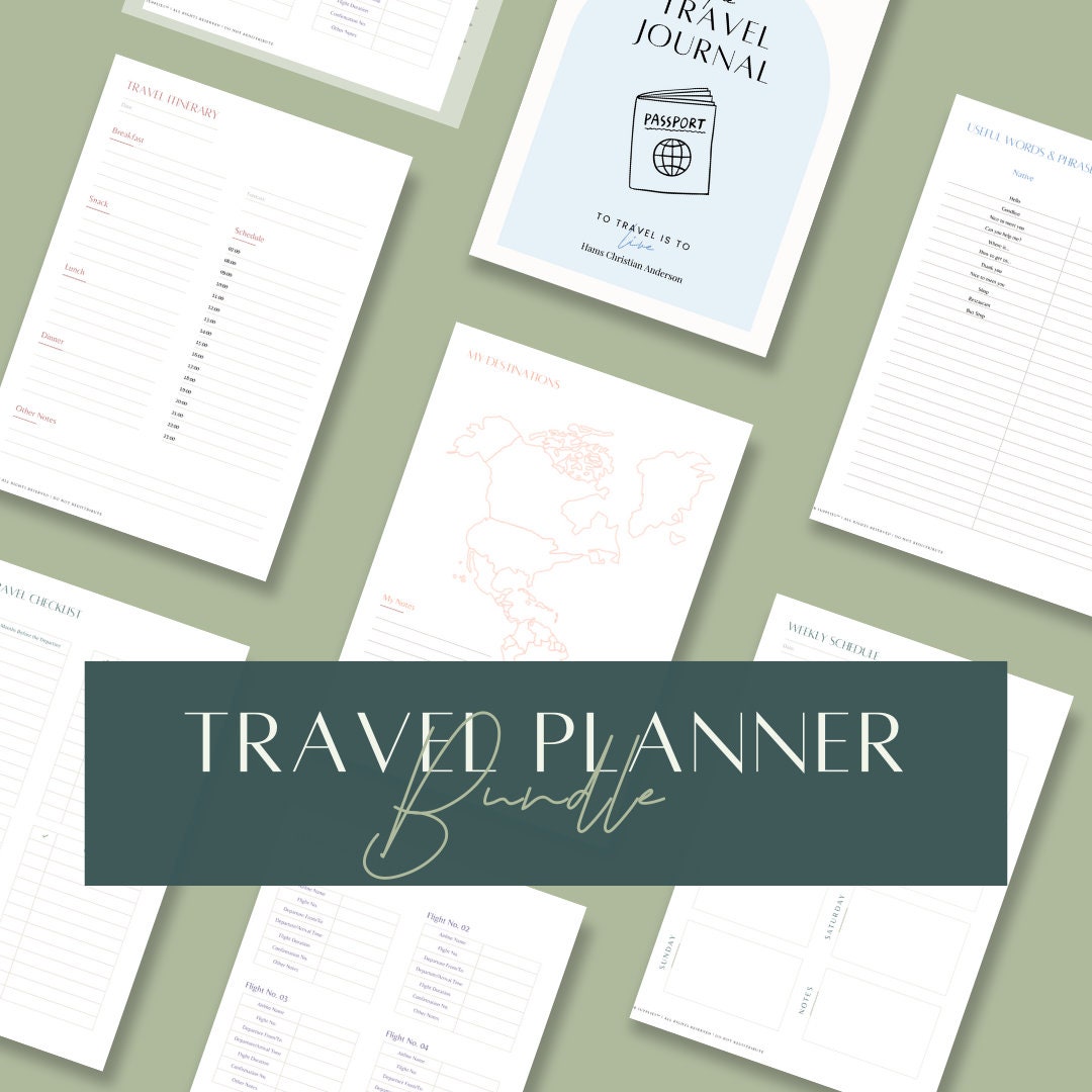Travel Planner, 30+ Printable Travel Trip Planner and Journal Pages ...