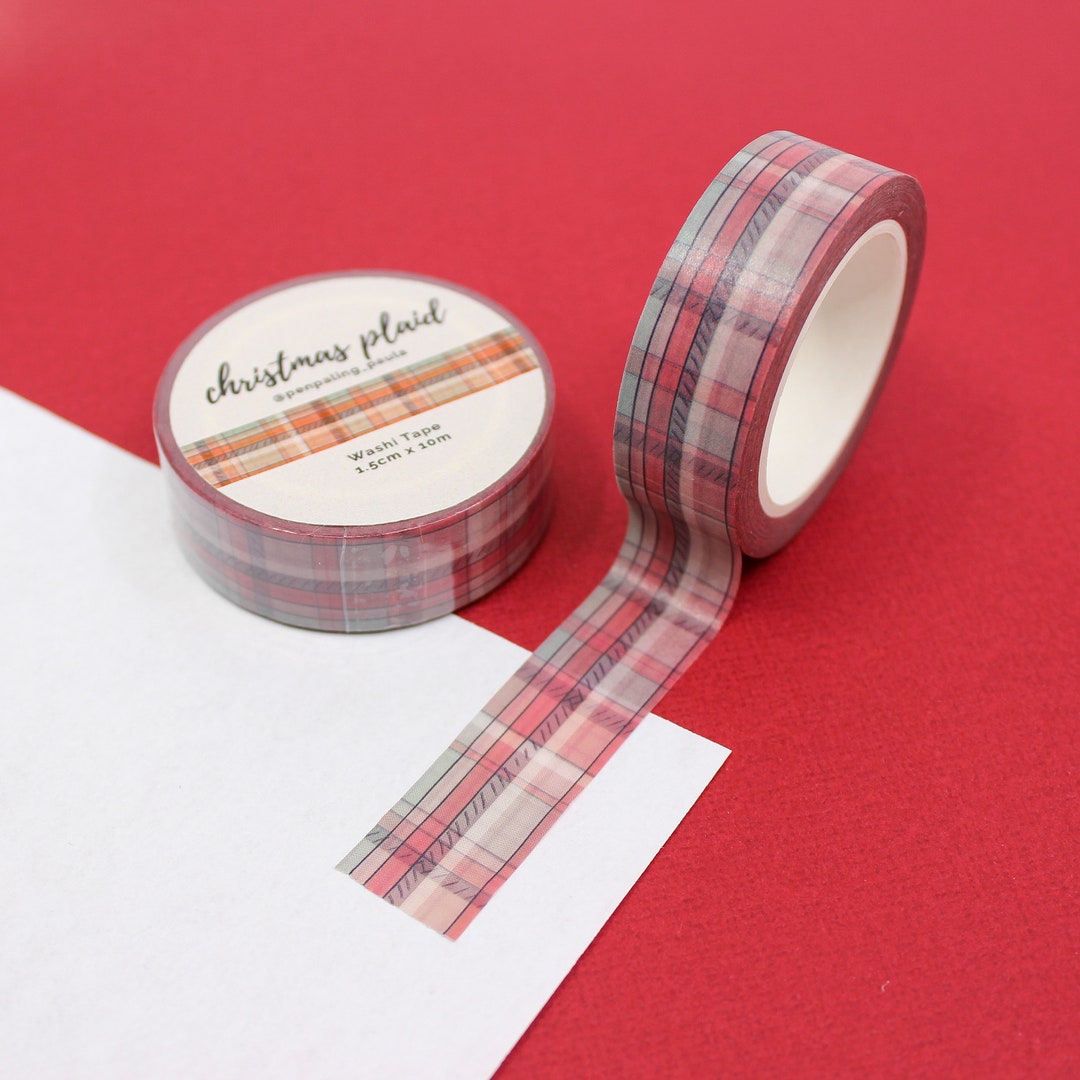 Holiday Christmas Plaid Pattern Washi Tapes, Yellow Red Plaid Craft ...