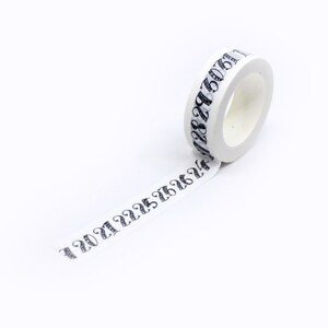 Handwritten Black and White Numbers Washi Tape, Dates Calendar ...