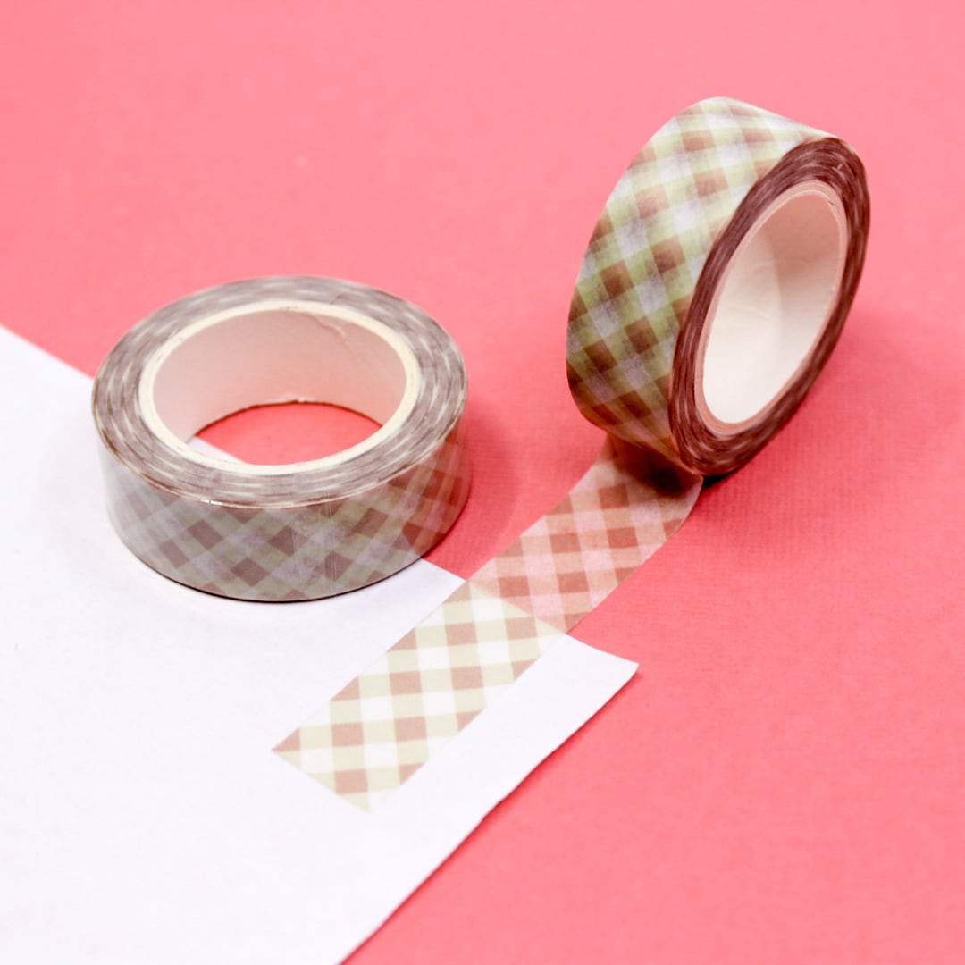 Soft Pastel Plaid Lattice Washi Tape, Spring Green Plaid Pattern Paper ...