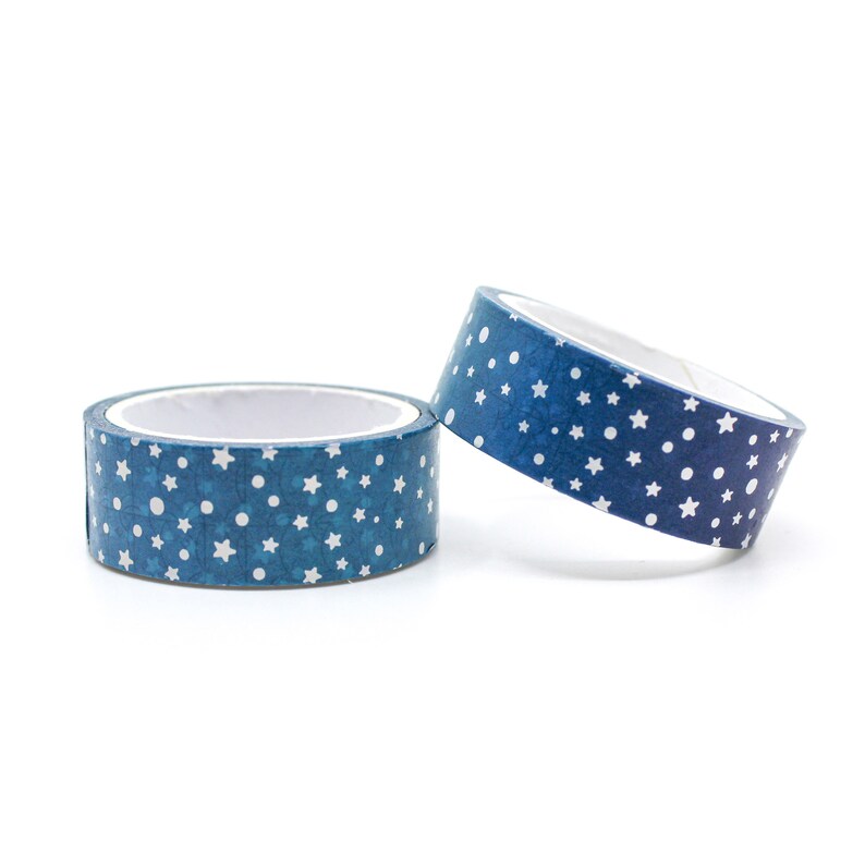 Blue Night Sky Stars Pattern Washi Tape Silver Foil Star - Etsy