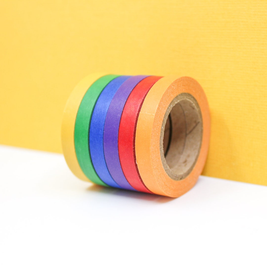 Narrow Primary Washi Tape Set, Slim Red Tape, Skinny Blue Washi Tape ...