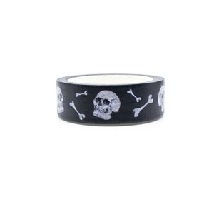 Creepy Skeleton Skull and Bones Pattern Washi Tape, Black Skull and ...