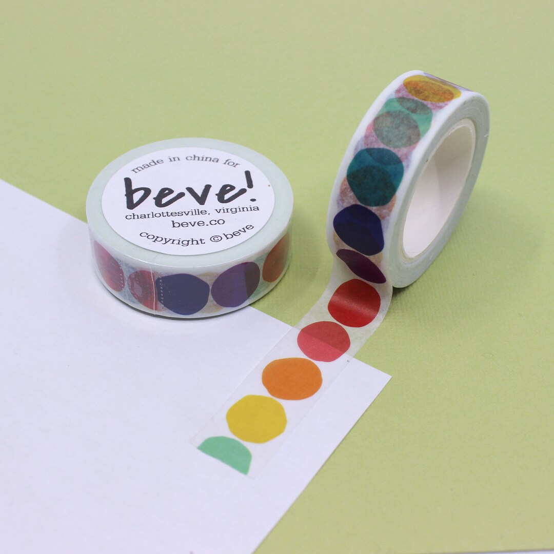 Rainbow Color Big Dots Border Pattern Washi Tape, Multi Color Circle ...