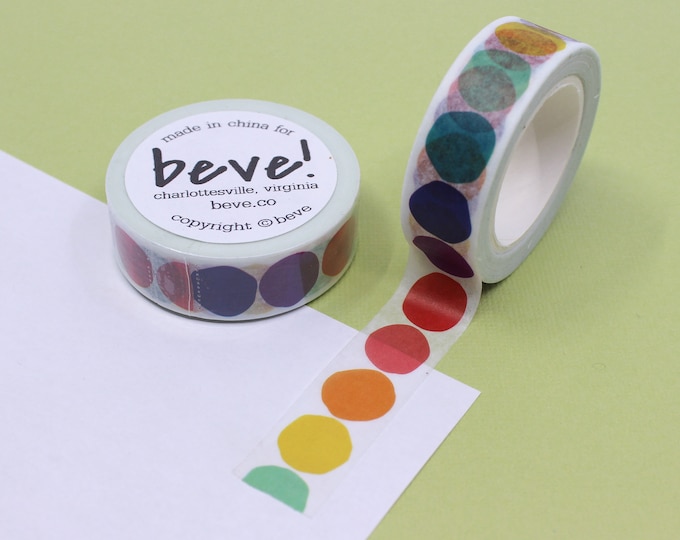 Rainbow Color Big Dots Border Pattern Washi Tape, Multi Color Circle ...