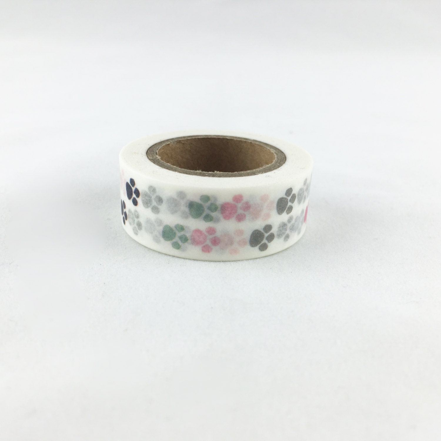 Pink and Grey Walking Paw Print Washi Tape// 15mm // Paper - Etsy