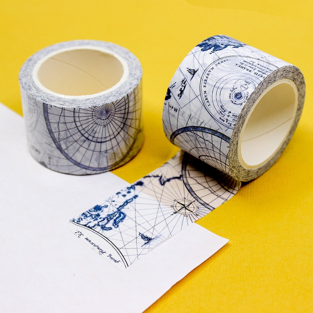Navigation World Map Washi Tape, Blue Old World Traveler Tape, Antique ...