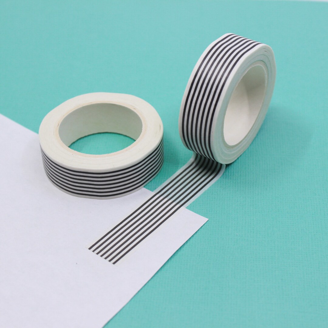 Modern Thin Striped Black and White Washi Tape, Striped Stickers ...