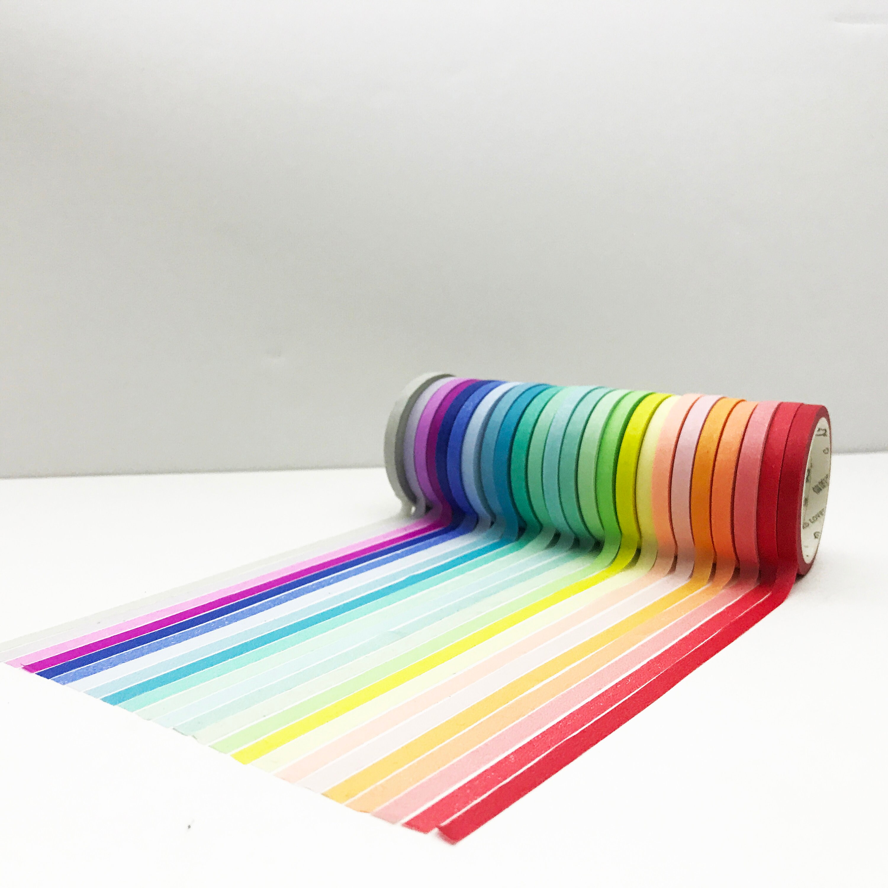 Solid Thin Rainbow Washi Tape Full Set Card Scrapbooking | Etsy
